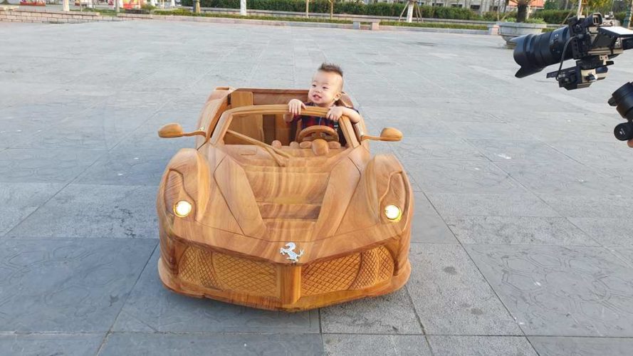 Carpenter Makes Drivable Cars From Wood, His Son Loves Driving Them