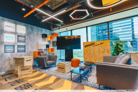 Amazon SG's Newest Office Has Mini Cafes & Giant Board Game Walls