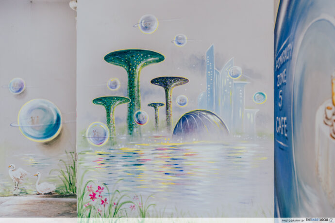This HDB Void Deck Has Kampong & Gardens By The Bay-Inspired 3D Art