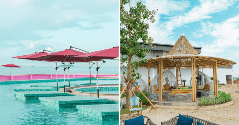 Blue Fire Beach Club In Batam Has Pink Sand & A Swim-Up Bar