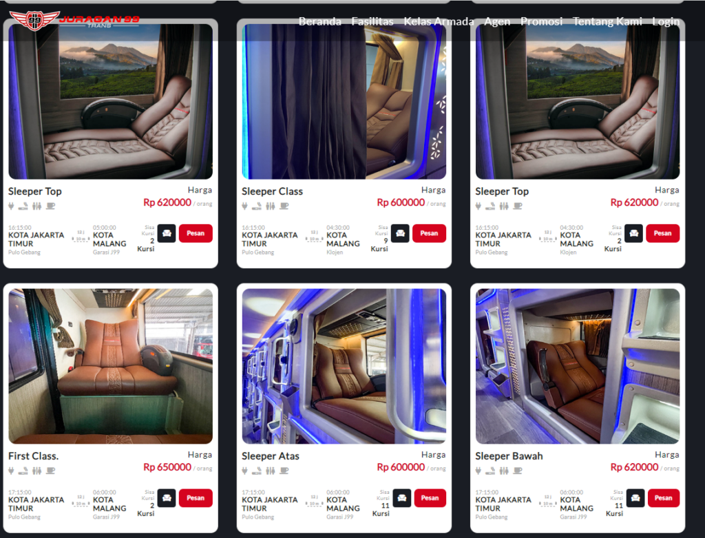 Juragan 99 Trans - Indonesian Buses With Private Sleeping Pods